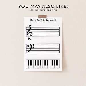 Music Staff and Piano Keyboard Practice Sheet, Piano Practice Printable ...