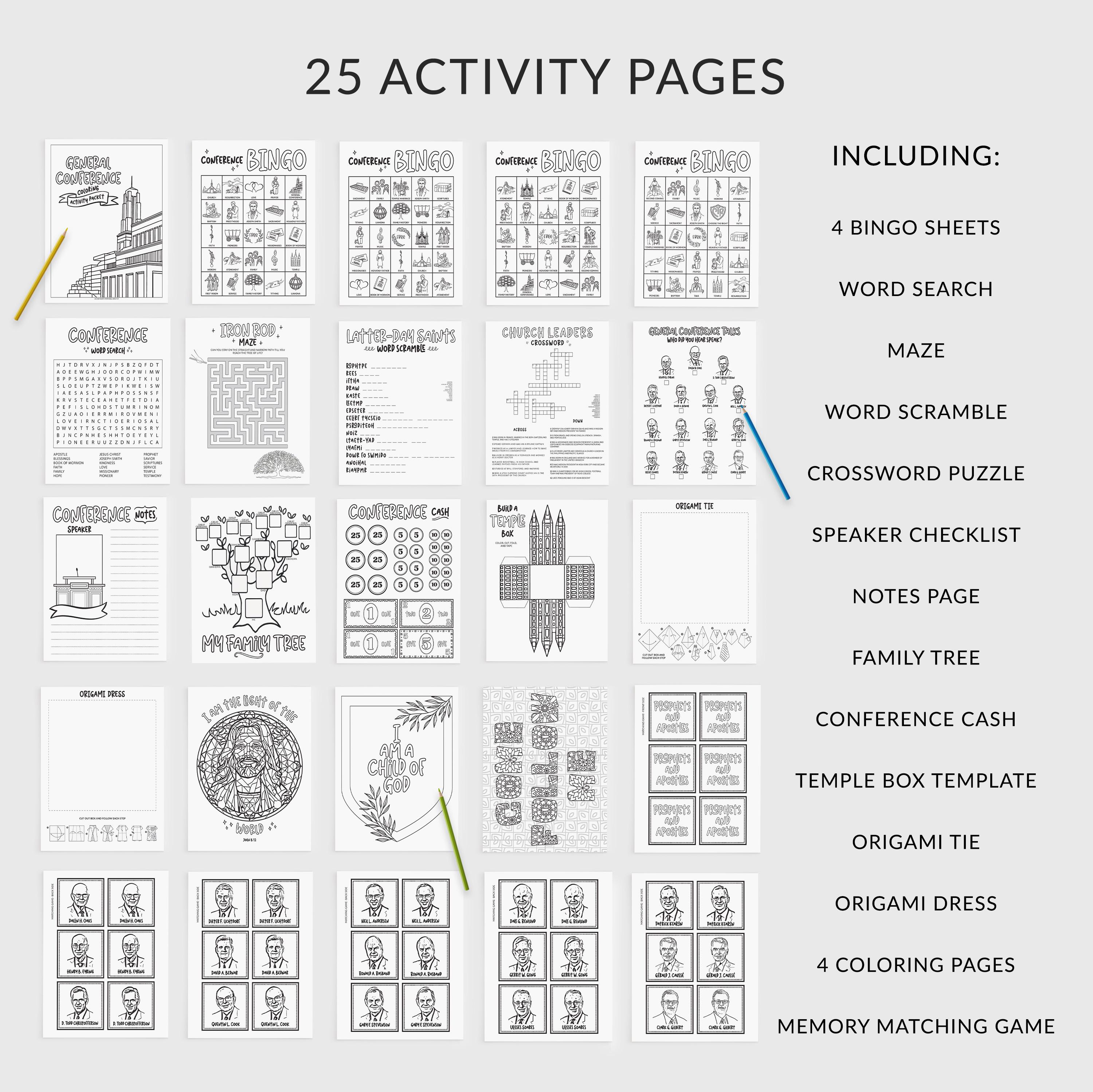LDS General Conference Activity Packet: Primary Kids Coloring Pages ...