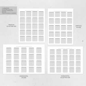 Printable Blank Guitar Chords Chart, 20 Blank Chord Boxes Vertical and ...