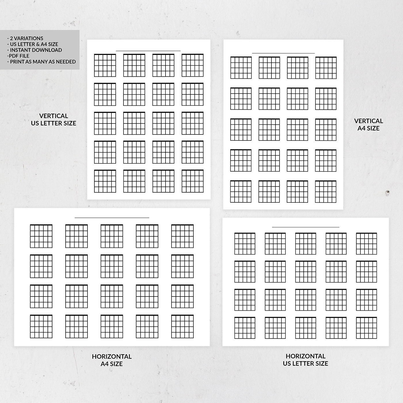 Blank Guitar Chord Chart: Printable Music Education Tool (US Letter ...