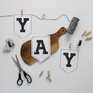 Printable Black and White Pennant Banner With Alphabet Letters, Numbers ...