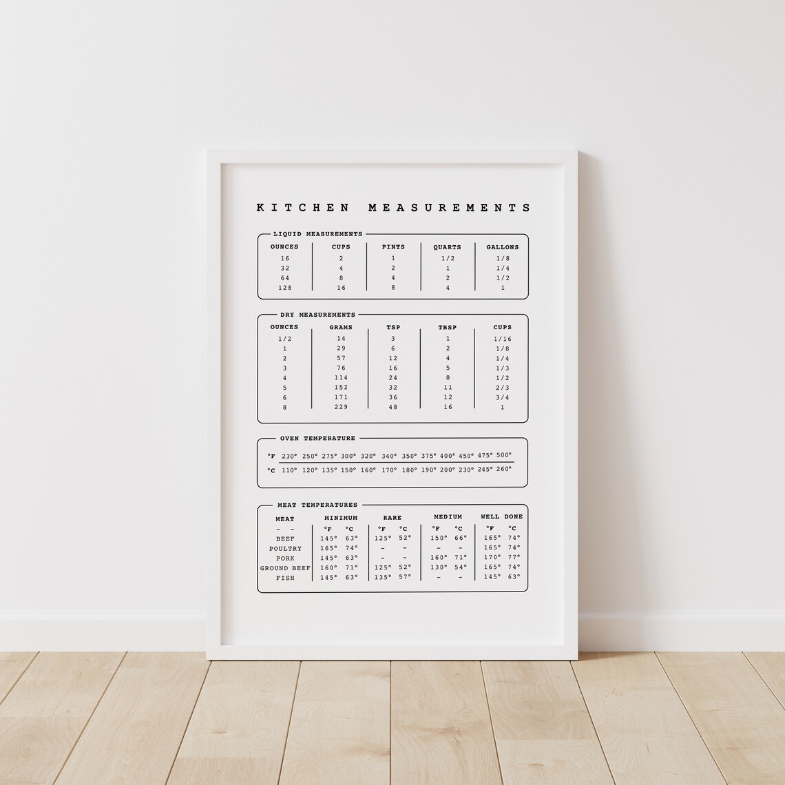 Kitchen Measurement Conversion Chart Kitchen Guide Cooking - Etsy