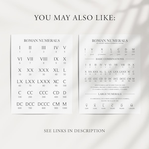 Roman Numeral Printable Chart, Roman Numerals Poster, Numbers Poster ...