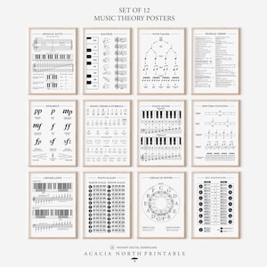 Music Theory Poster Set of 12: Classic Music Room Decor (digital ...