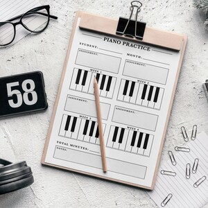 Piano Practice Chart, Printable Piano Practice Log, Piano Teacher ...