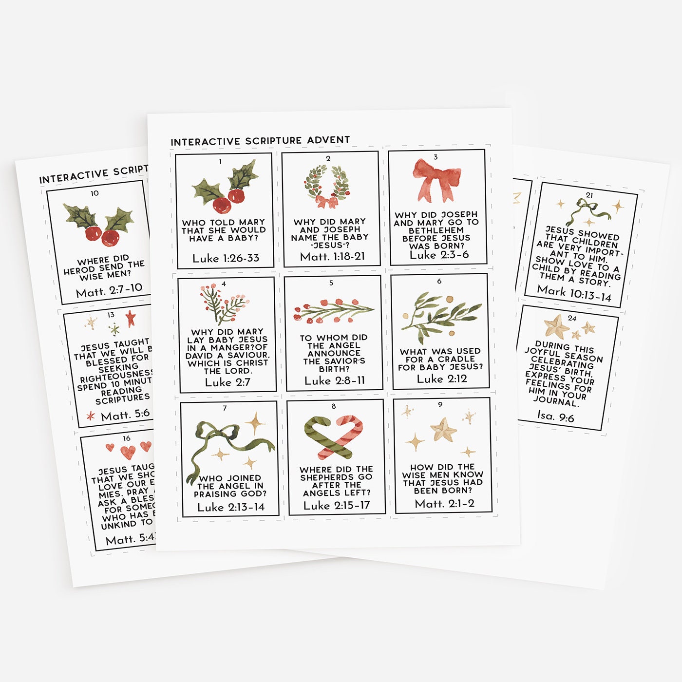 Scripture Advent Card Printable: Christmas Countdown With Bible Verses ...