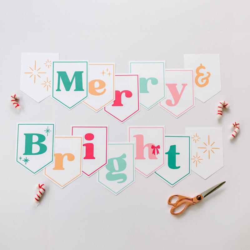 Merry and Bright Banner - Etsy