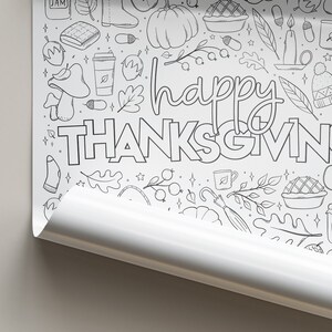 Huge Thanksgiving Coloring Poster, Kids Thanksgiving Activity, Big Fall ...