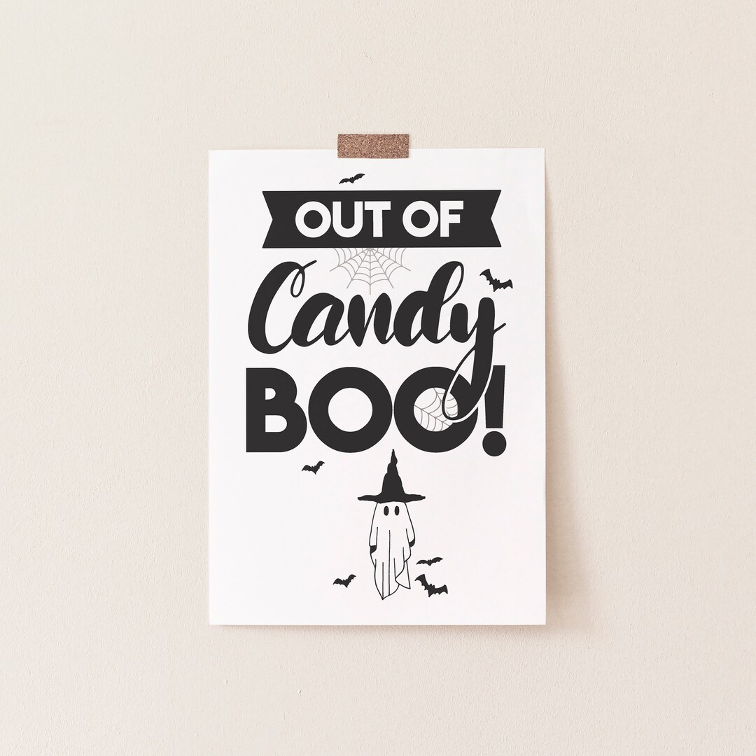 Printable Out of Candy Sign, Halloween No Candy Door Sign, Trick or ...