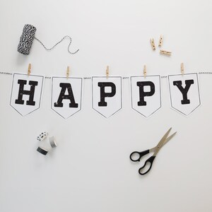 Printable Black and White Pennant Banner With Alphabet Letters, Numbers ...