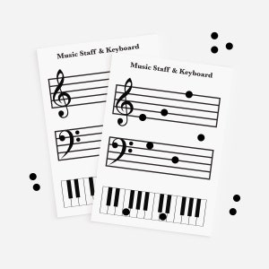 Music Staff and Piano Keyboard Practice Sheet, Piano Key Practice ...