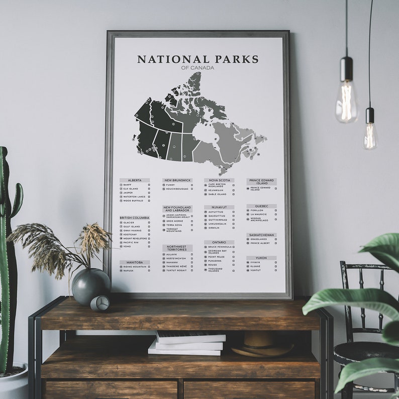 Canada National Parks Map Poster and Checklist Printable (digital ...