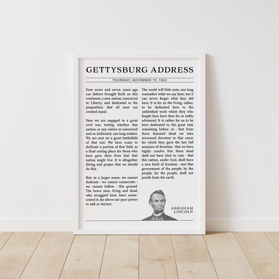 The Gettysburg Address, Abraham Lincoln Quote, American History Poster ...