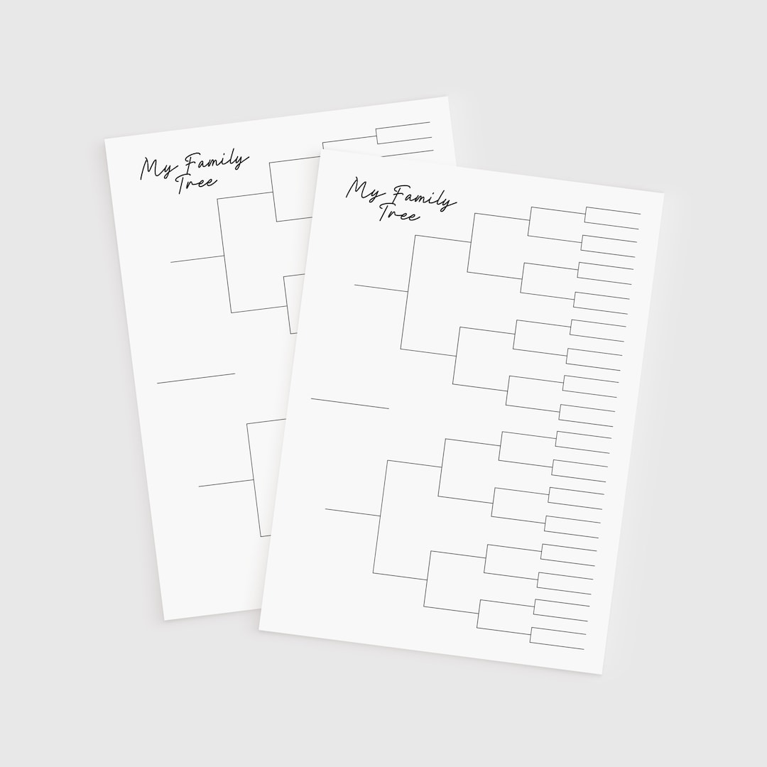 Blank Family Tree Chart, Vertical Genealogy Chart, Size: US Letter and ...
