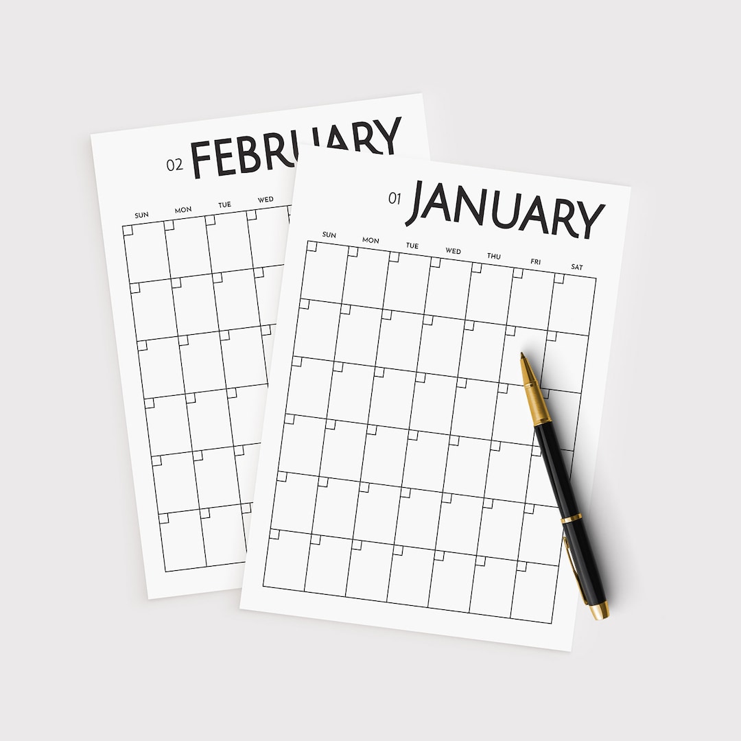 Undated Monthly Printable Calendar: Blank Minimalist Planner, Monthly ...
