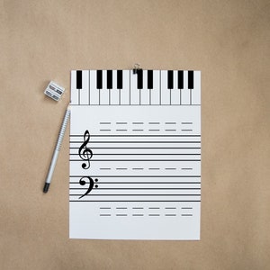 Music Staff and Piano Keyboard Printable Piano Note Practice - Etsy