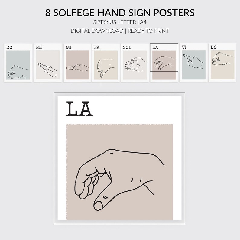 Solfège Hand Signs Poster Set: Music Classroom Decor (US Letter, A4 ...