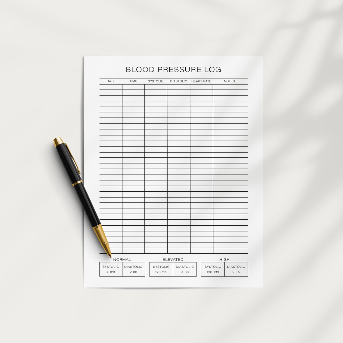 Printable Daily Blood Pressure Log: Systolic, Diastolic, and Heart Rate ...