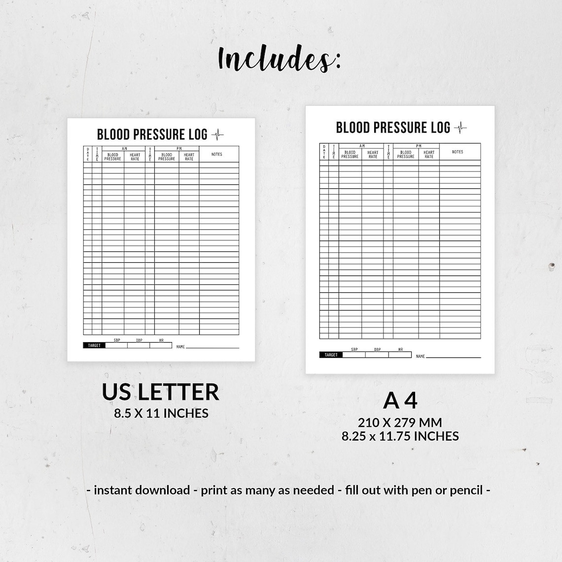 Printable Daily Blood Pressure Log: Heart Health Tracker for Home ...