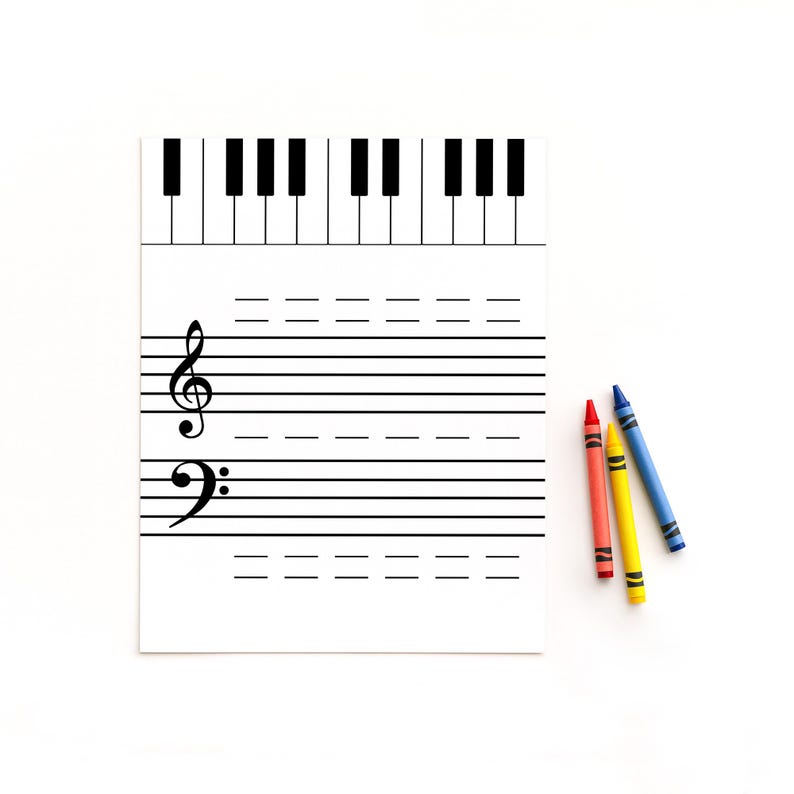 Piano Keyboard and Music Staff Printable Practice Sheet (PDF & JPG) - Etsy