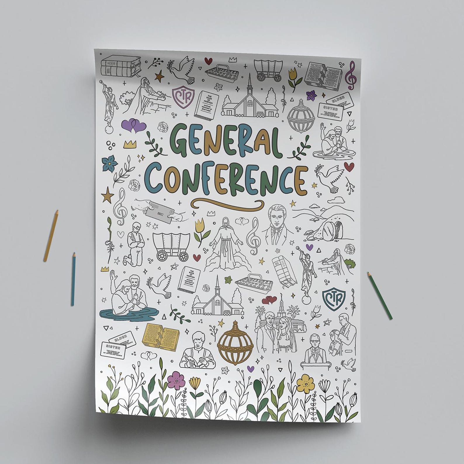 LDS General Conference Coloring Poster for Kids: LDS Youth Coloring ...