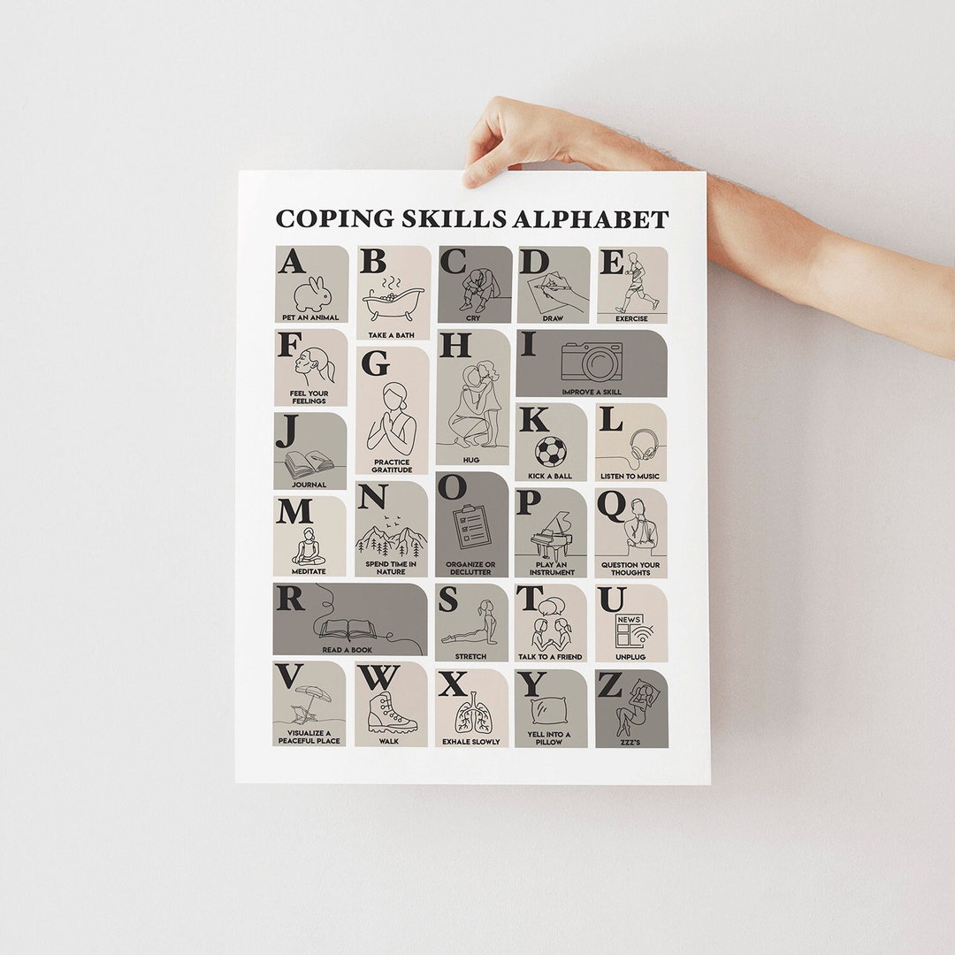 Neutral Coping Skills Alphabet Poster, A-Z Coping Techniques and ...