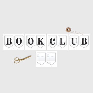 Printable Book Club Banner, Reading Group Decor, Library Card Decor ...