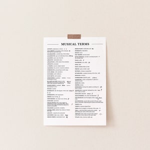 Music Theory Terms and Definitions Poster: Printable Music Glossary ...