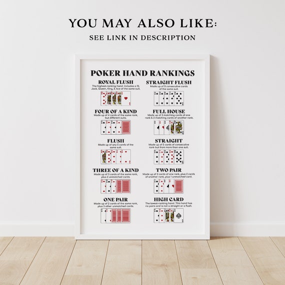 Individual Poker Hand Ranking Cheat Sheets, Poker Printable, Names ...