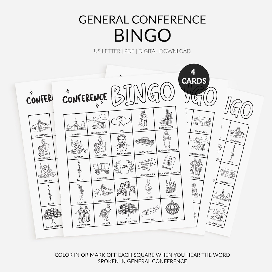 LDS General Conference Bingo Cards: Primary Kids' Activity (PDF ...