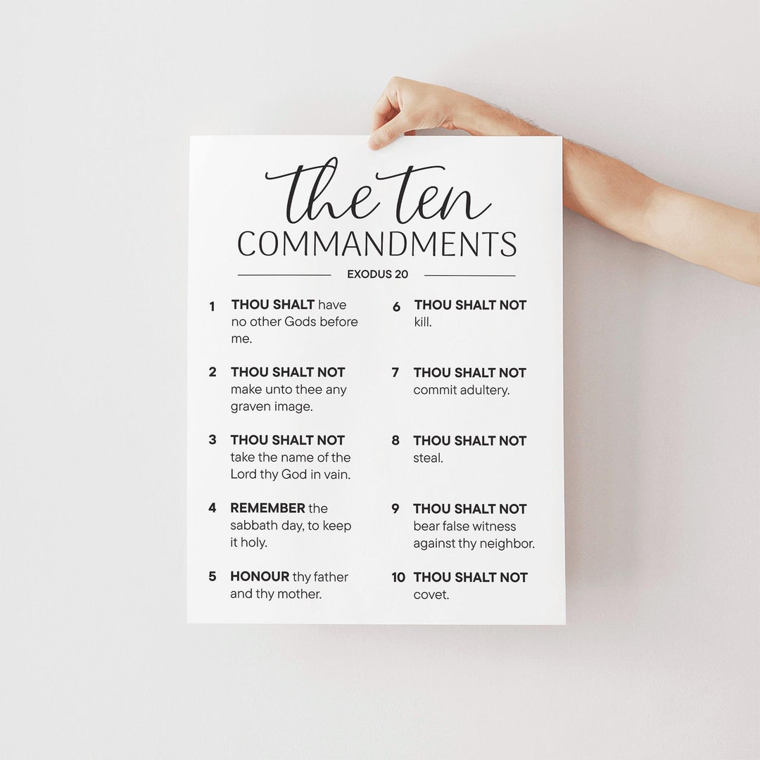 The Ten Commandments Printable Poster: Christian Wall Art (digital ...