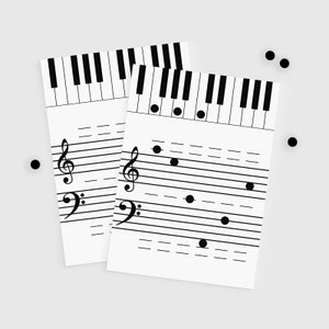 Music Staff and Piano Keyboard Printable, Piano Note Practice, Piano ...