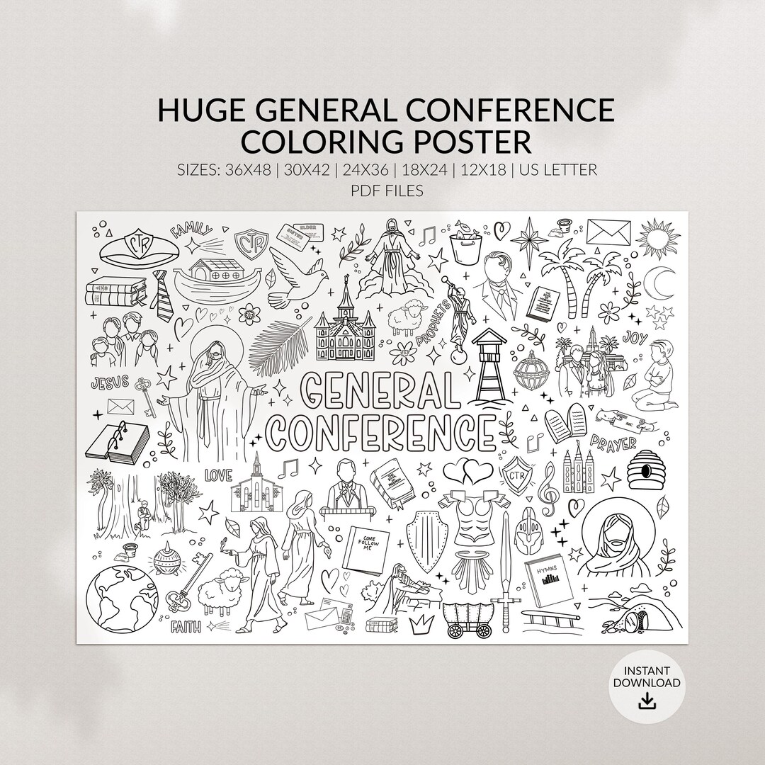 Huge LDS General Conference Coloring Poster, Horizontal Coloring Page ...