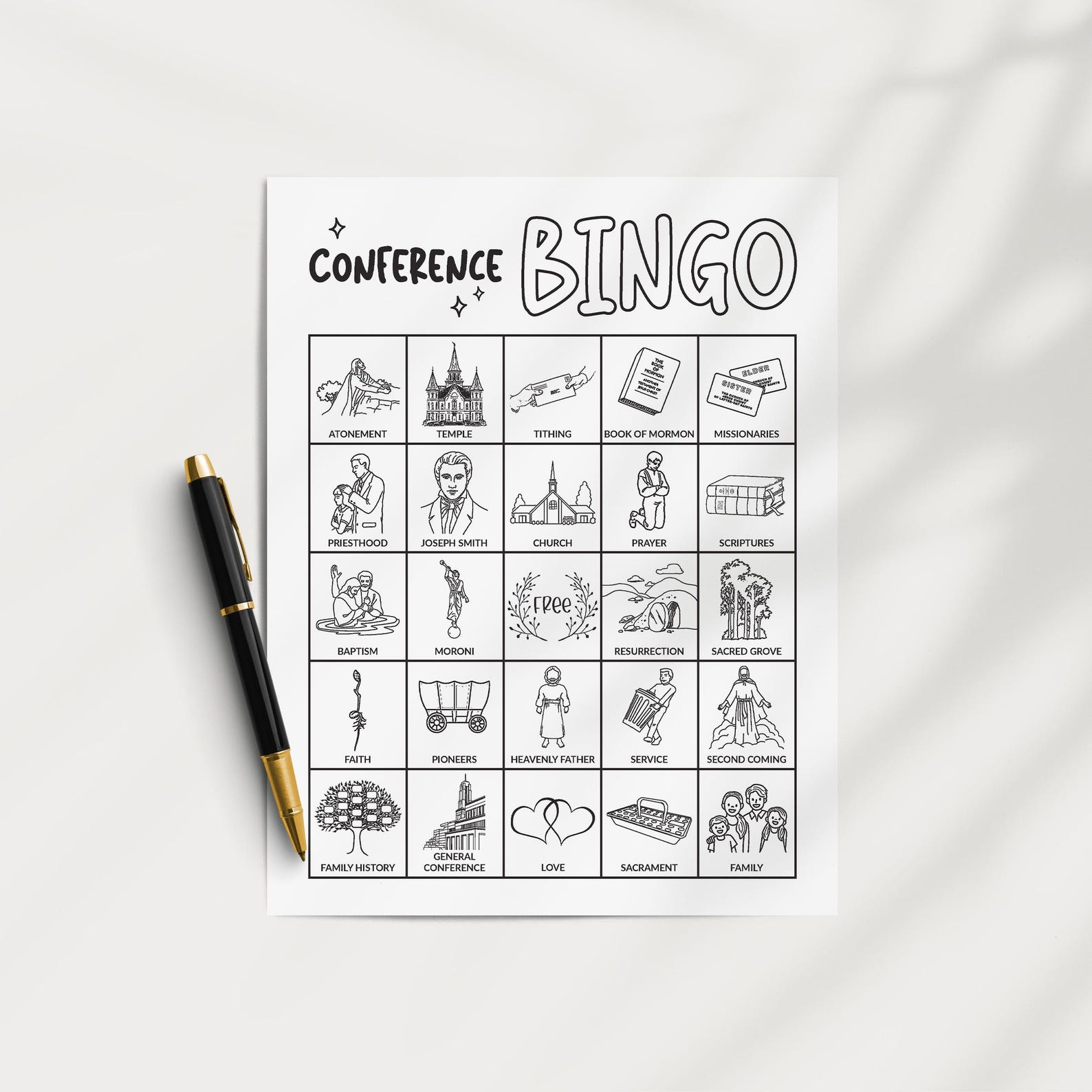 Printable LDS General Conference Bingo Cards: Primary Kids Color or ...