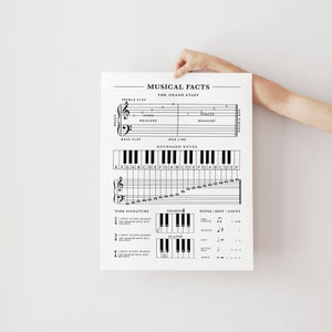 Beginner Music Theory Poster: Grand Staff, Piano Basics (digital ...