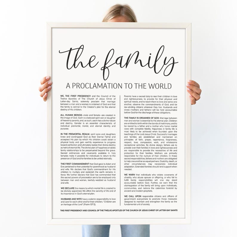 The Family Proclamation Printable: Black and White LDS Wall Art, Latter ...