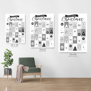 Huge Printable Christmas Countdown Poster, Big Black and White Advent ...