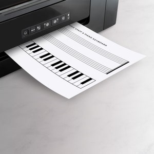 Music Staff and Piano Keyboard Practice Sheet, Piano Practice Printable ...