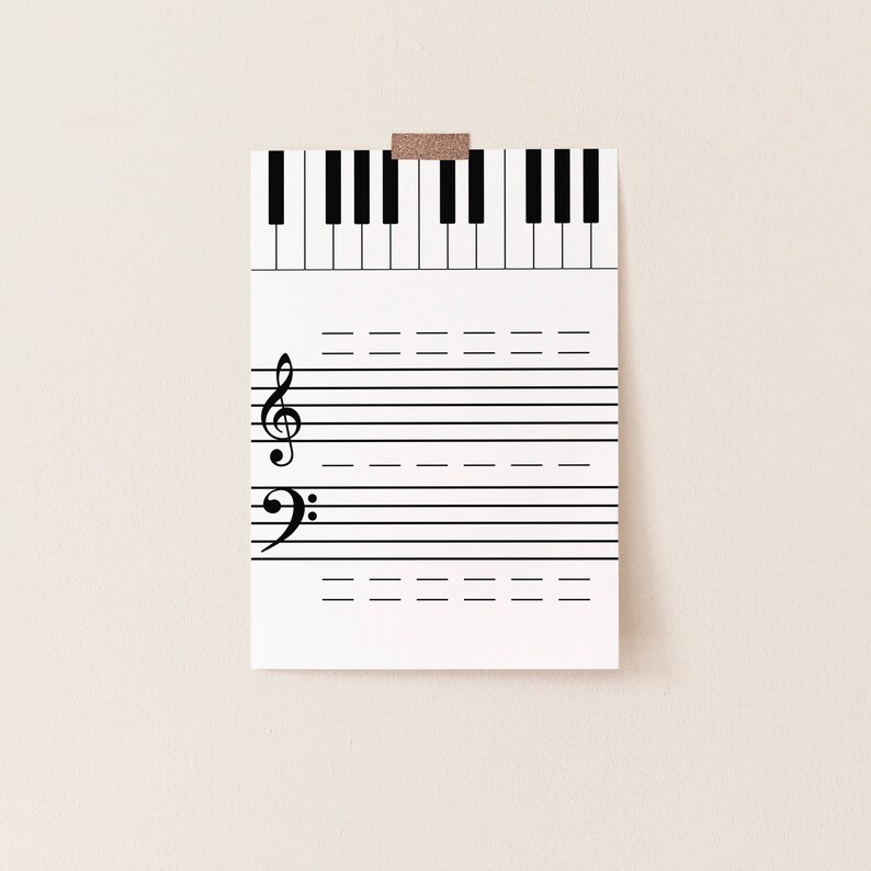 Music Staff and Piano Keyboard Printable Piano Note Practice - Etsy