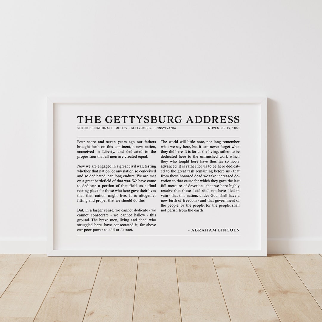 The Gettysburg Address Poster Abraham Lincoln Speech - Etsy