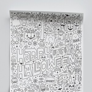 Huge Halloween Doodles Coloring Poster, Kids Halloween Coloring ...