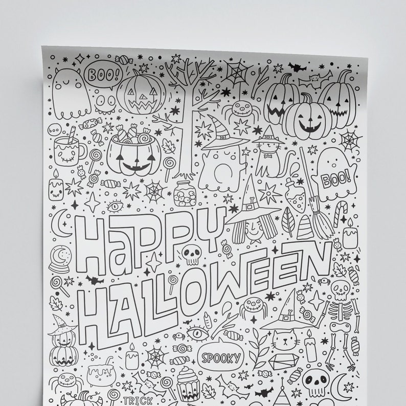 Huge Halloween Doodles Coloring Poster: Giant Coloring Sheet, Kids ...