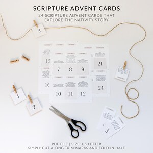 Printable Scripture Advent Cards, 24 Christmas Scripture Cards With ...
