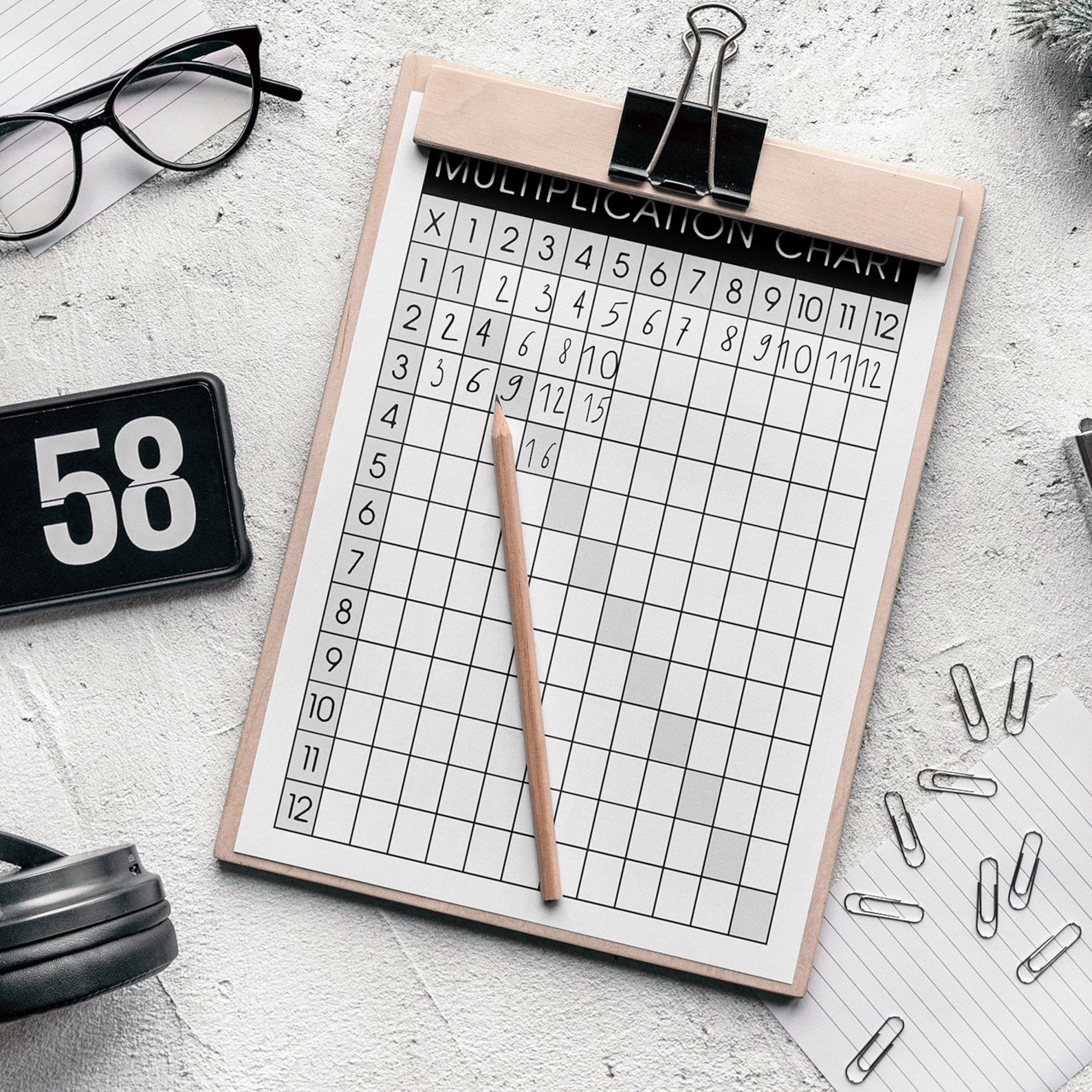 Printable Blank Multiplication Chart 12x12: Times Table Grid Sheet ...