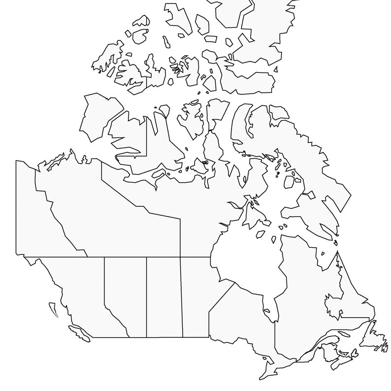 Blank Canada Map Printable Canada Sales Map Fill in Canada - Etsy