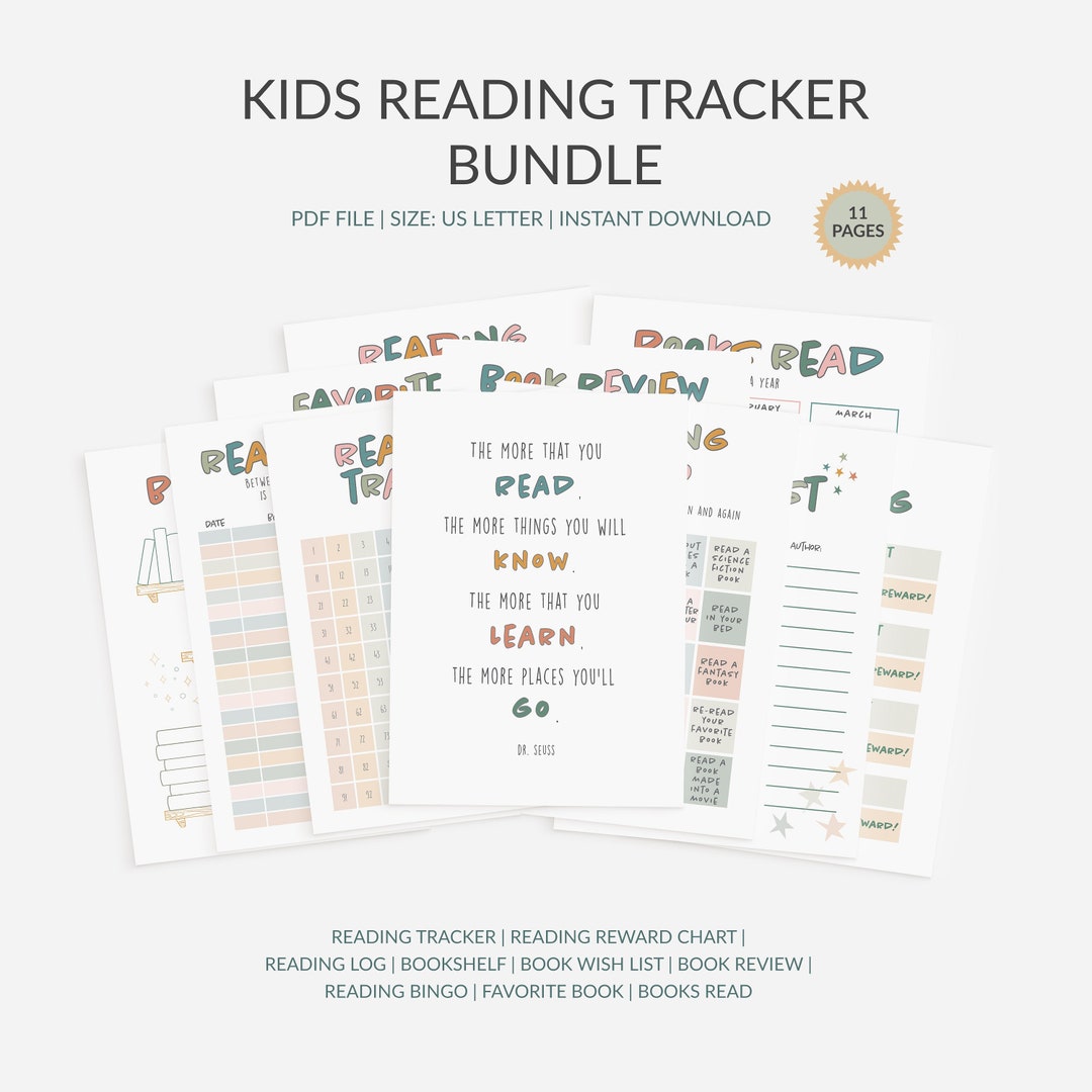 Kids Reading Tracker Bundle, Reading Planner, Reading Bingo, Reading ...