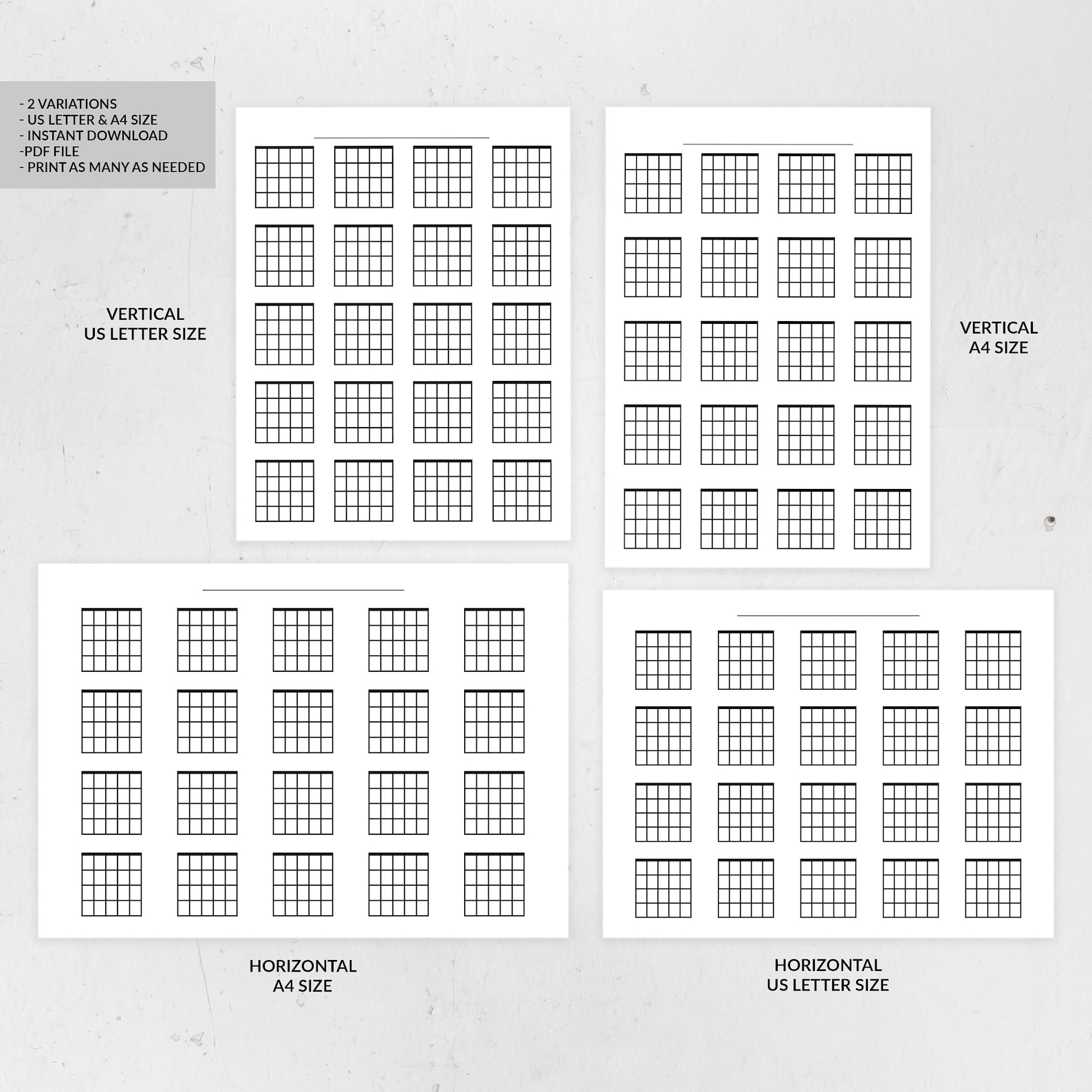 Printable Blank Guitar Chords Chart 20 Blank Chord Boxes - Etsy