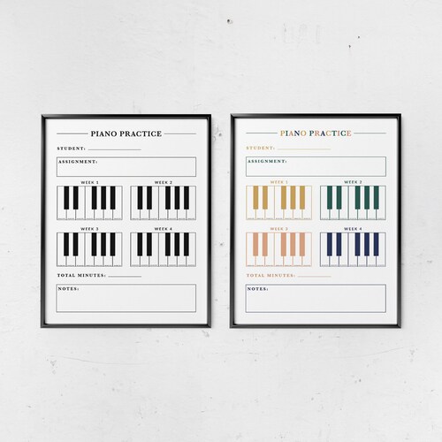 Piano Practice Chart Printable Practice Log Piano Practice - Etsy