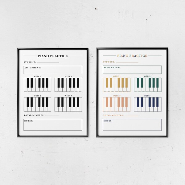 Piano Practice Chart Printable - Etsy