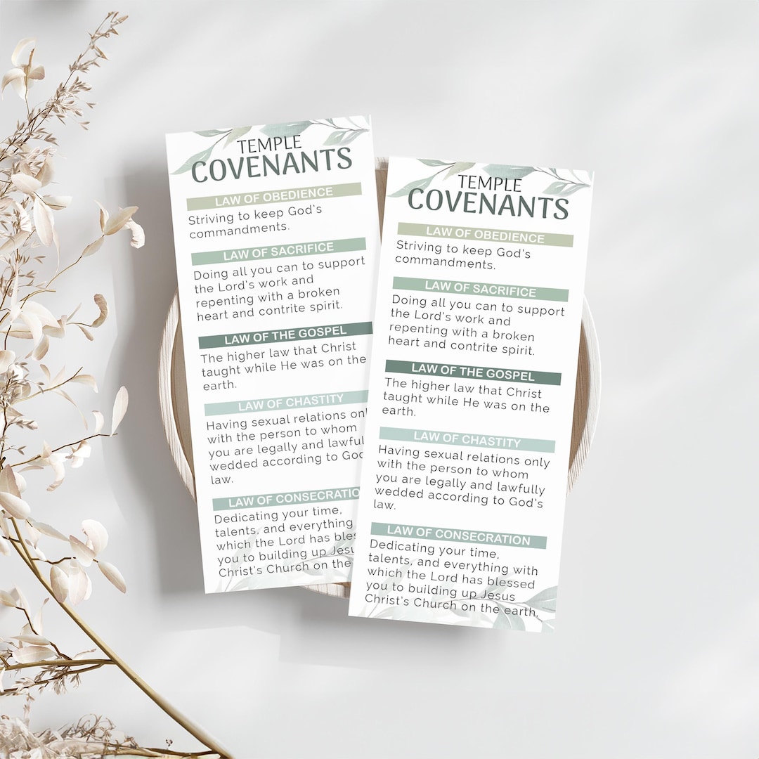 LDS Temple Covenants Bookmark: Latter-day Saint Printable, Law of ...